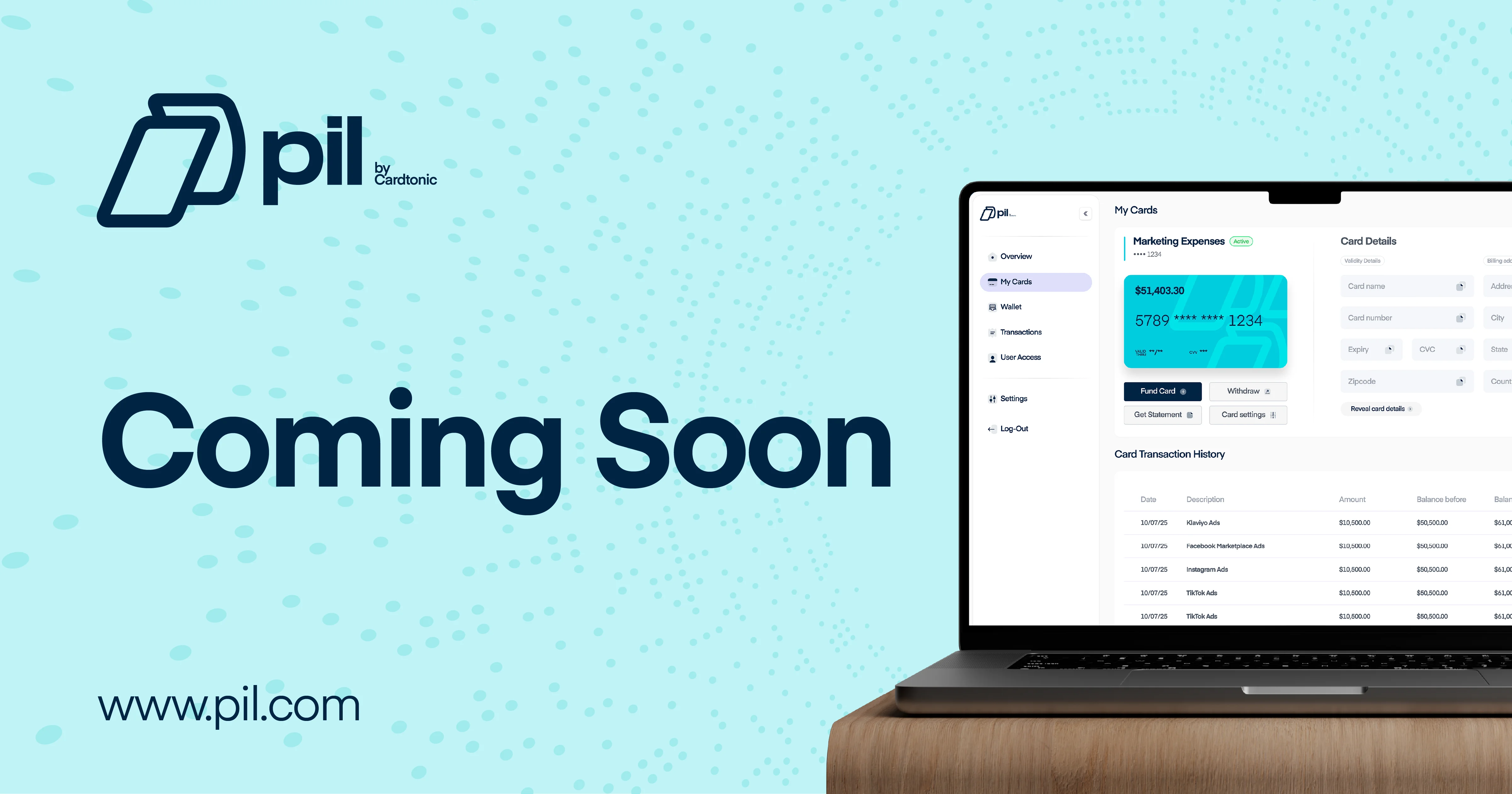 Pil - The Virtual Card Built for Modern Businesses | Coming Soon